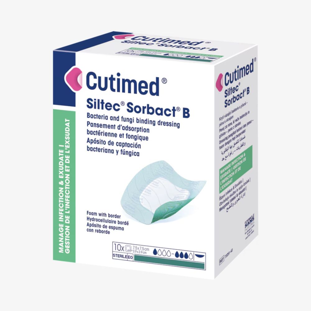 Cutimed Siltec Sorbact B - Antimicrobial Sterile Foam Dressing with Si ...