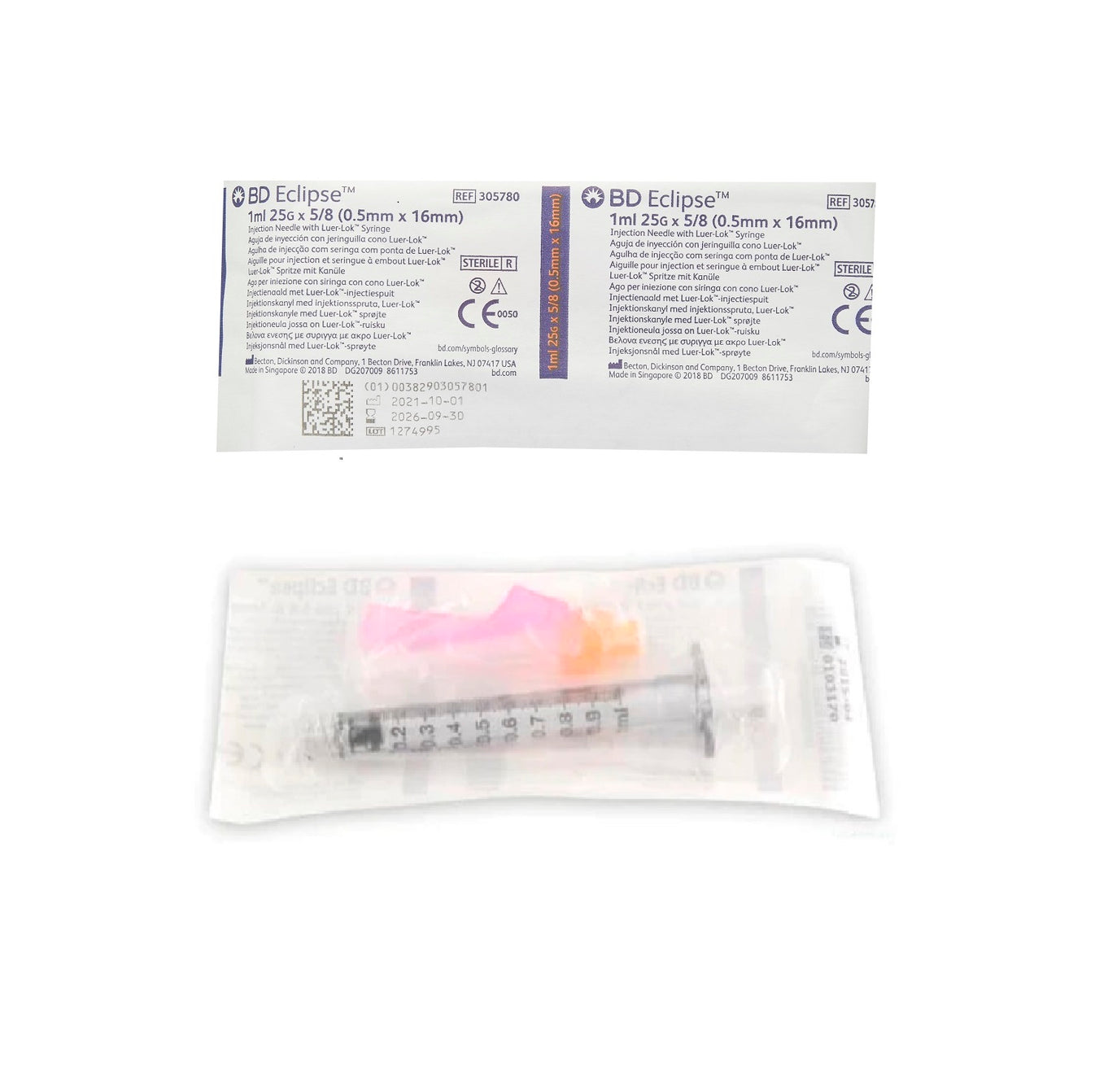 BD Eclipse™ Needle 25 G x 5/8 in. with detachable 1 mL BD Luer-Lok™ sy | United Canada Inc.