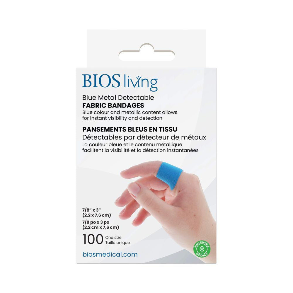 Blue Metal Detectable Fabric Bandages - Box of 100 | United Canada Inc.