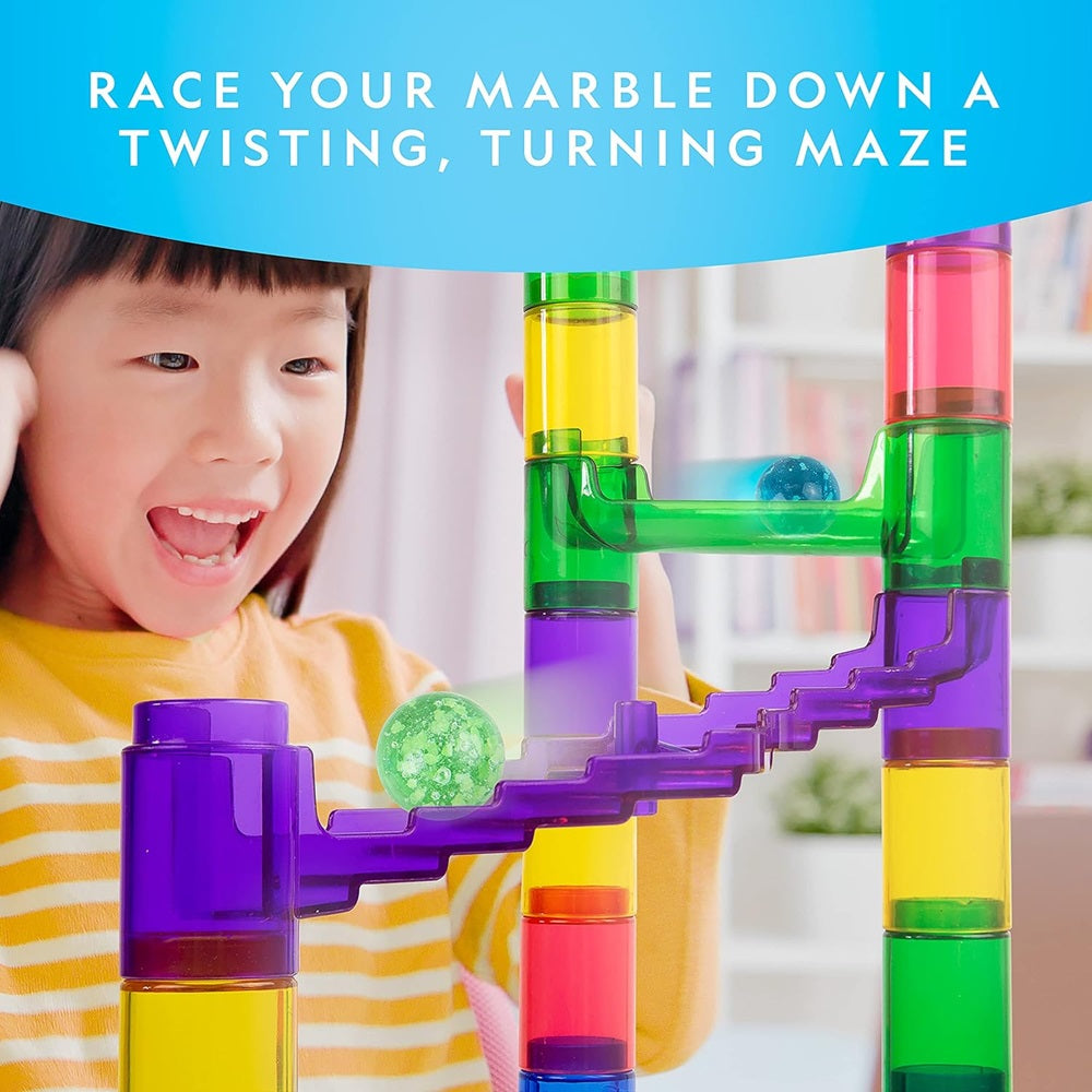National Geographic Glow-in-the-Dark Marble Run, 150-Piece, with 30 Gl ...