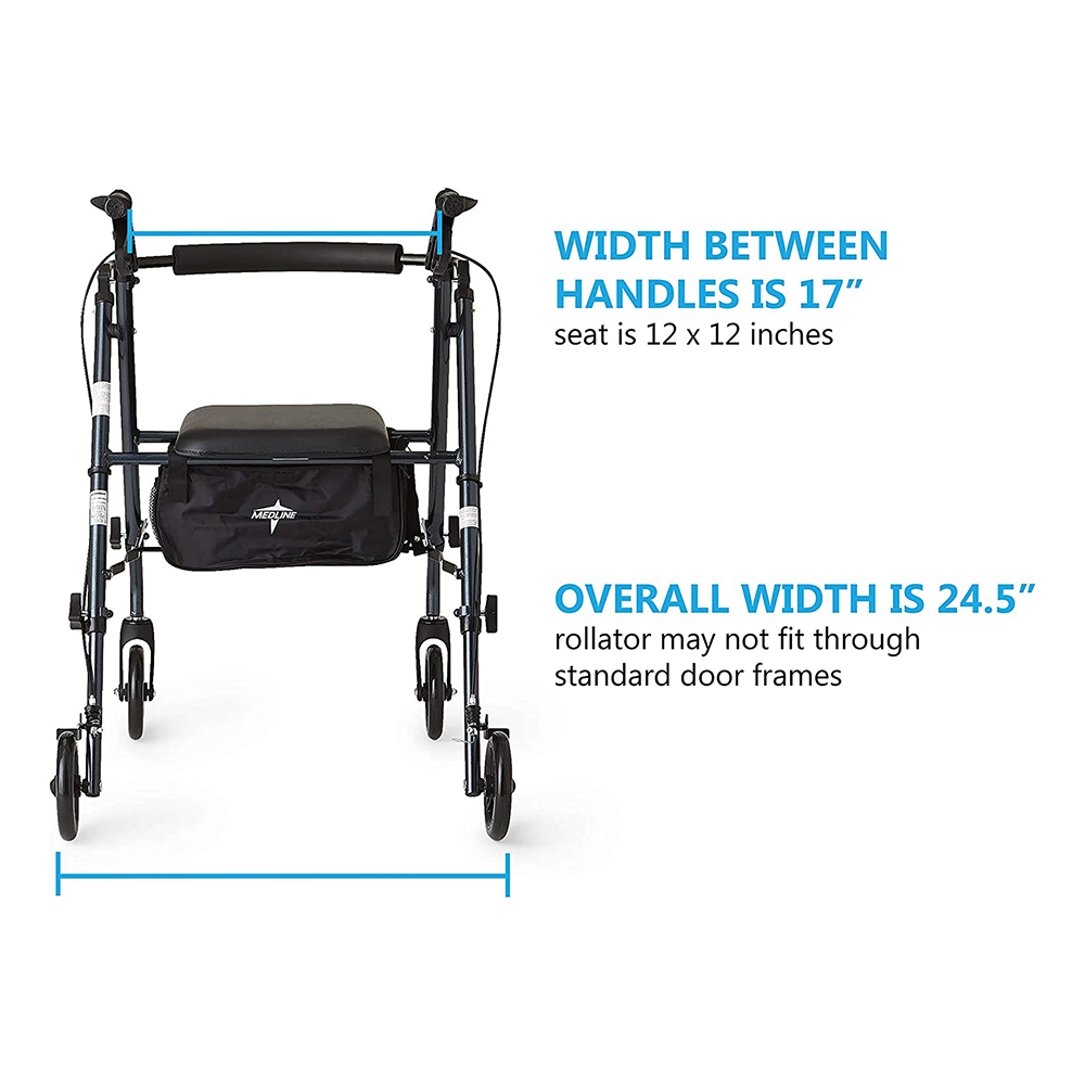 Medline Superlight Aluminum Rollator, 250 lb., 6 ", Smoky Blue | United ...